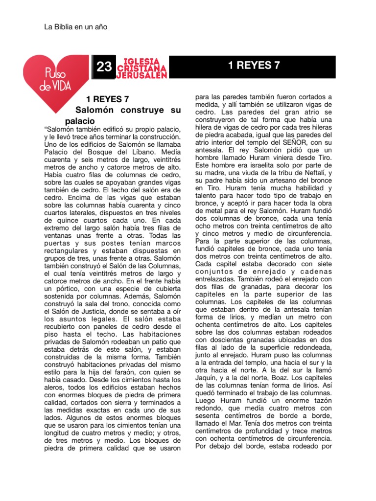 1 Reyes 7: 1 Reyes 7 Salomón Construye Su Palacio | PDF | Templo en ...