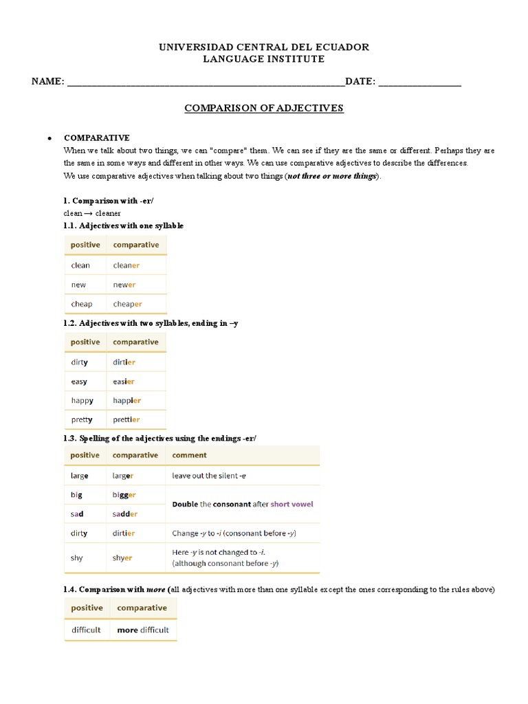 Comparative Adjectives - More Fewer and Less | PDF | Adjective | Noun