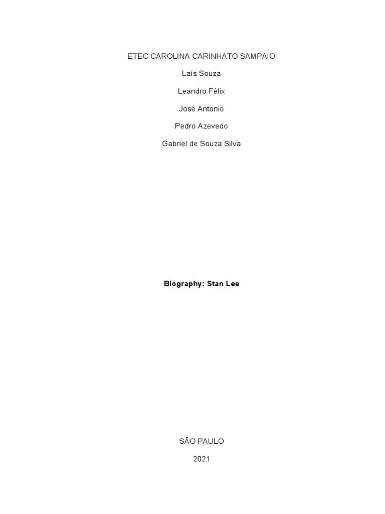 Stan Lee - Biography | PDF | Marvel Comics | Marvel Entertainment