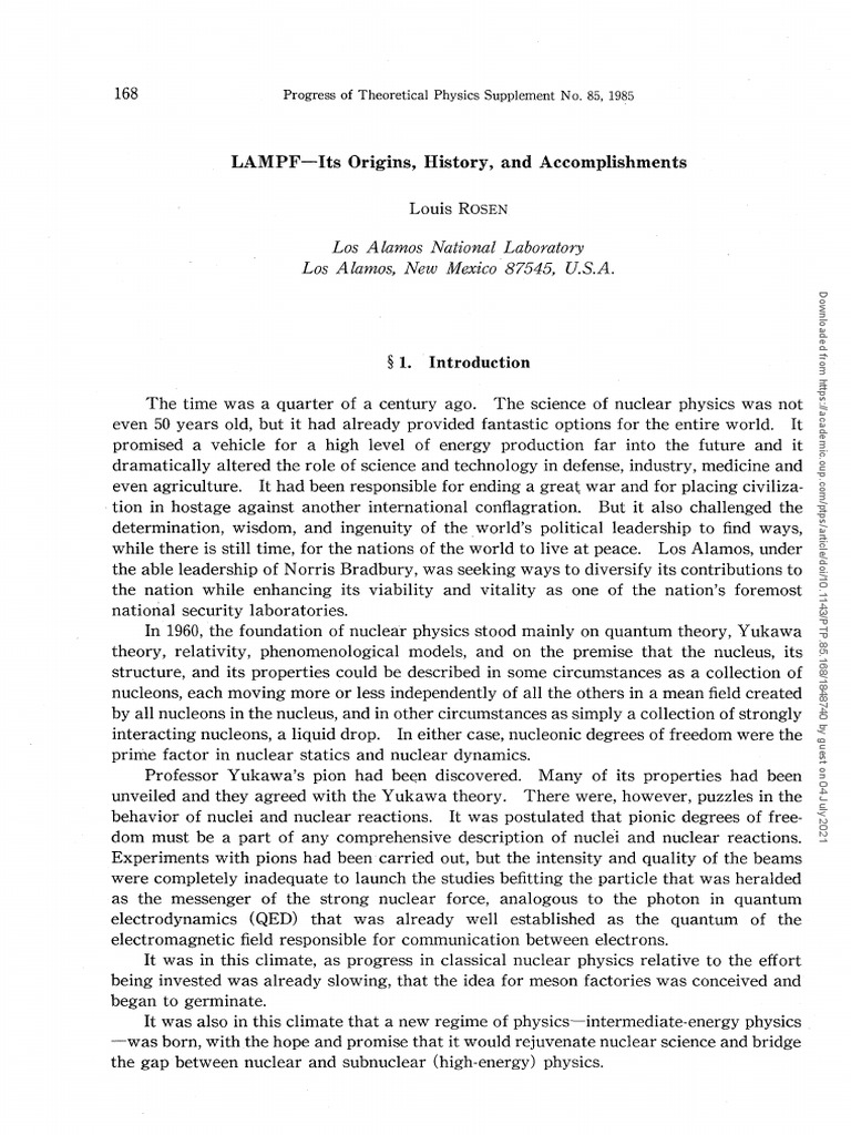 LAMPF-Its Origins, History, and Accomplishments | PDF | Nuclear Physics ...