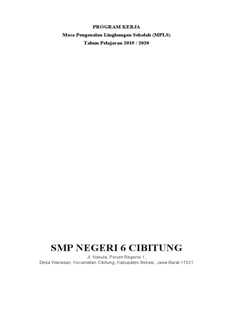 Program Kerja MPLS SMP Negeri 6 Cibitung | PDF