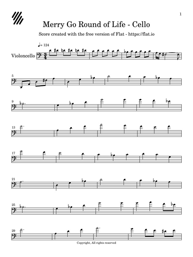 Merry Go Round of Life - Cello | PDF
