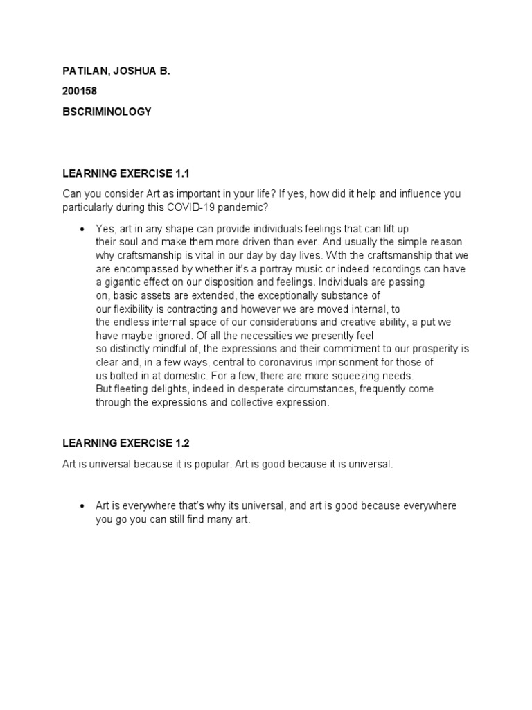 Artapp Learning Exercise 1 | PDF | Imagination | Idea