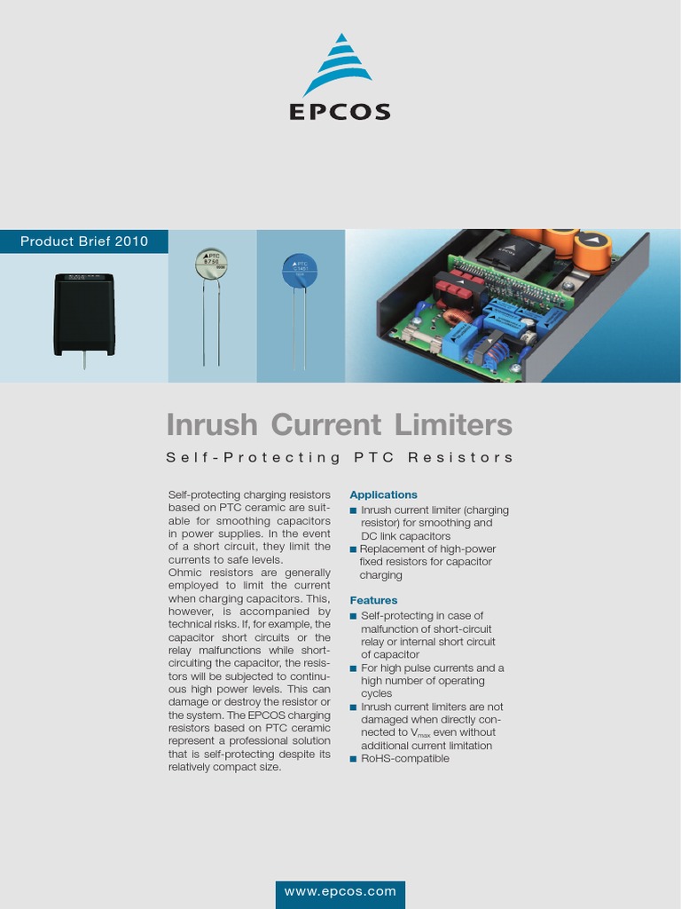 Inrush Current Limiters: Product Brief 2010 | PDF | Capacitor | Resistor