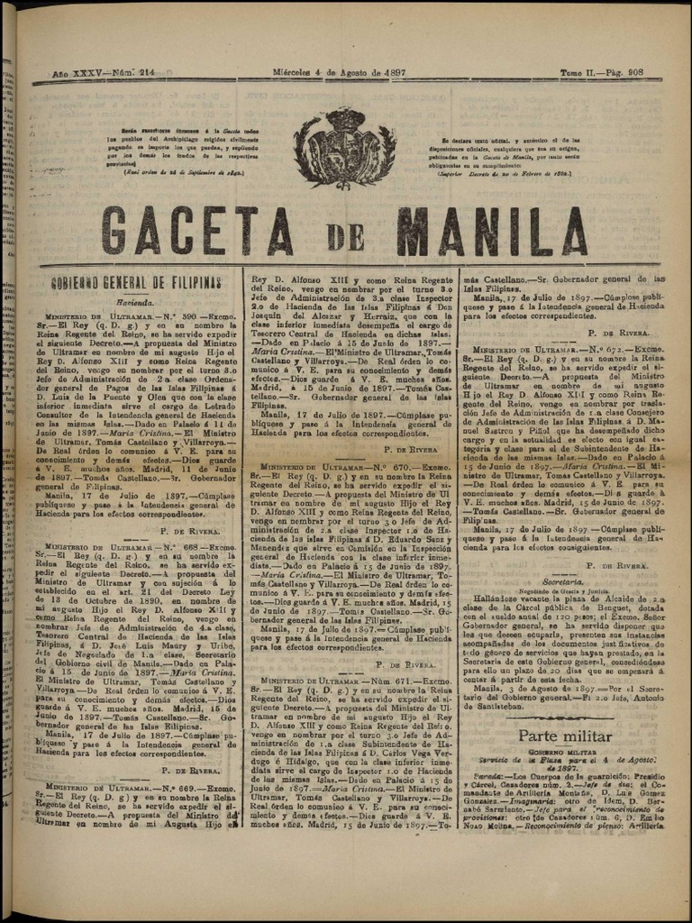 Gaceta de Manila 4 Agosto 1897 | PDF | Violencia