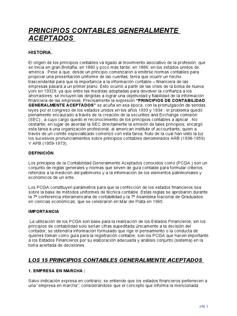 Principios Contables Generalmente Aceptados | PDF | Contabilidad | Empresas