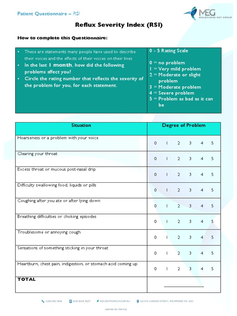 Reflux Severity Index | PDF | Gastroesophageal Reflux Disease ...