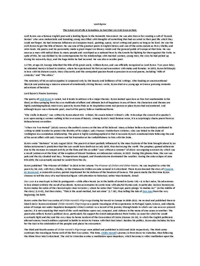 LORD Byron | PDF | Metre (Poetry) | Lord Byron