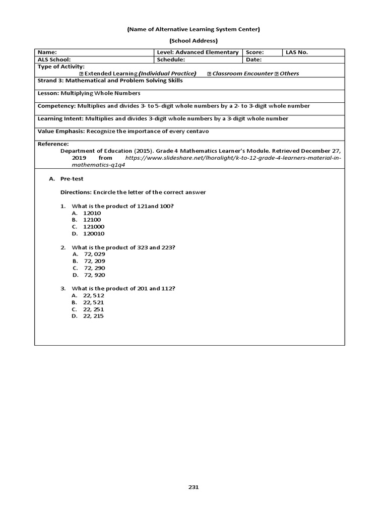 AE - LS3-Mathematical and Problem Solving Skills | Download Free PDF ...