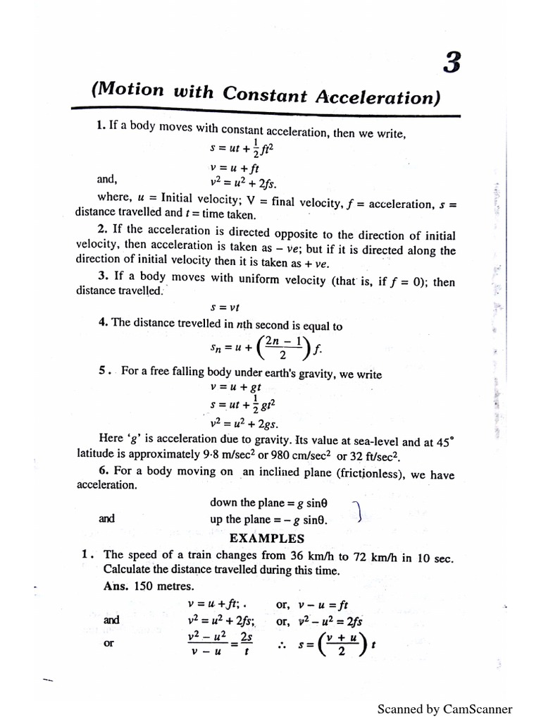 Phy-3. Motion With Constant Acceleration (M KARIM) | PDF