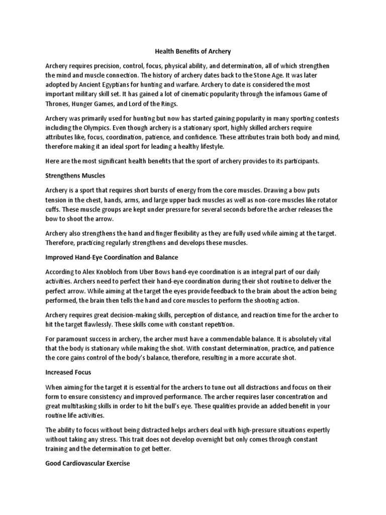 Health Benefits of Archery | PDF | Archery | Bow And Arrow