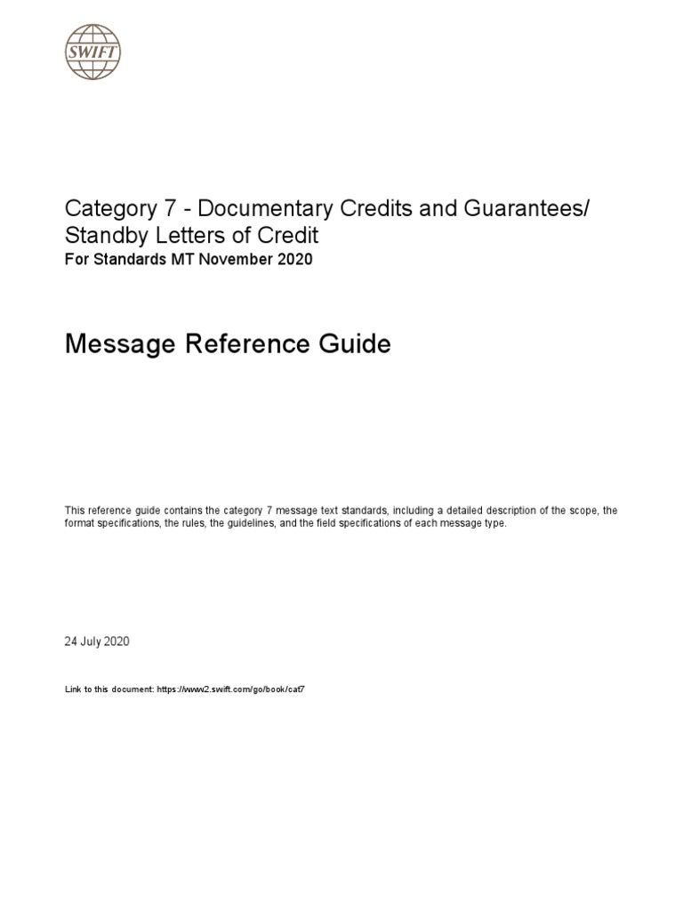 SWIFT - Category 7 Message Reference Guide | PDF | Letter Of Credit ...