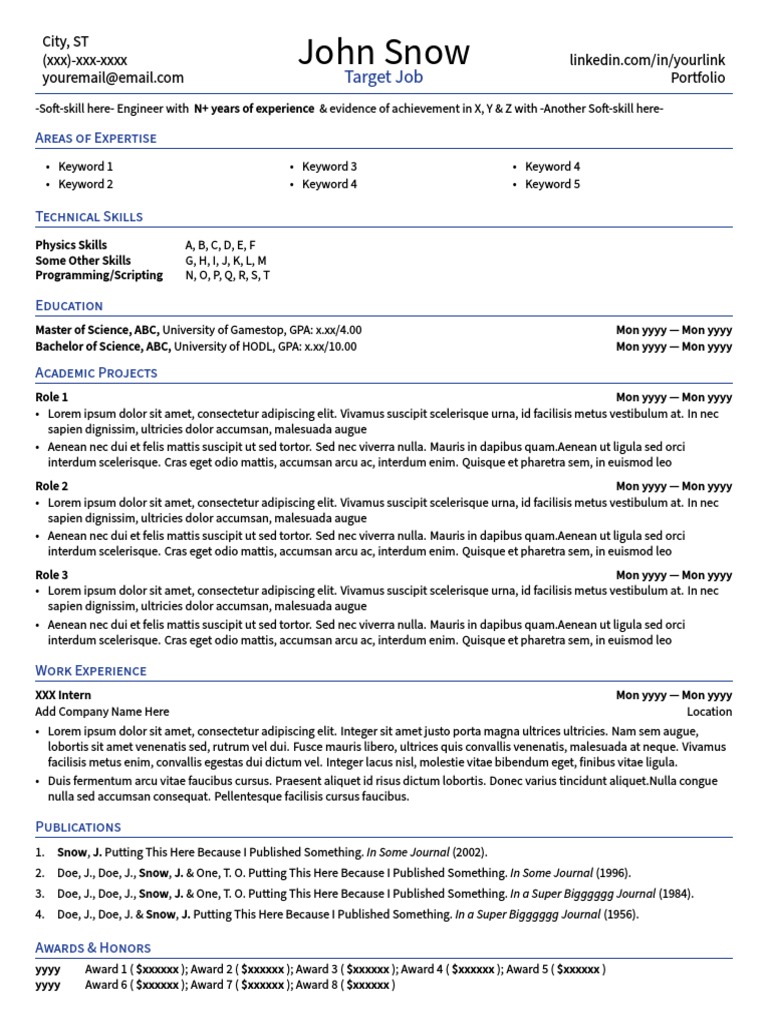 Entry Level Resume Template | Pdf