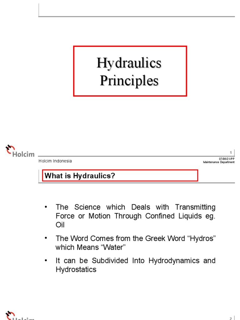 1-Hydraulic Principle | PDF | Hydraulics | Pressure