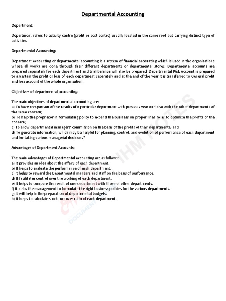 Departmental Accounting | PDF