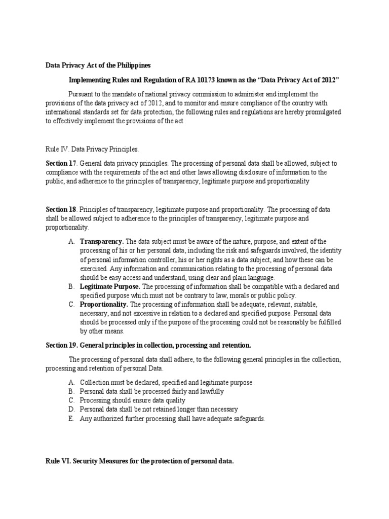 Data Privacy Act Implementing Rules and Regulations | PDF | Information ...