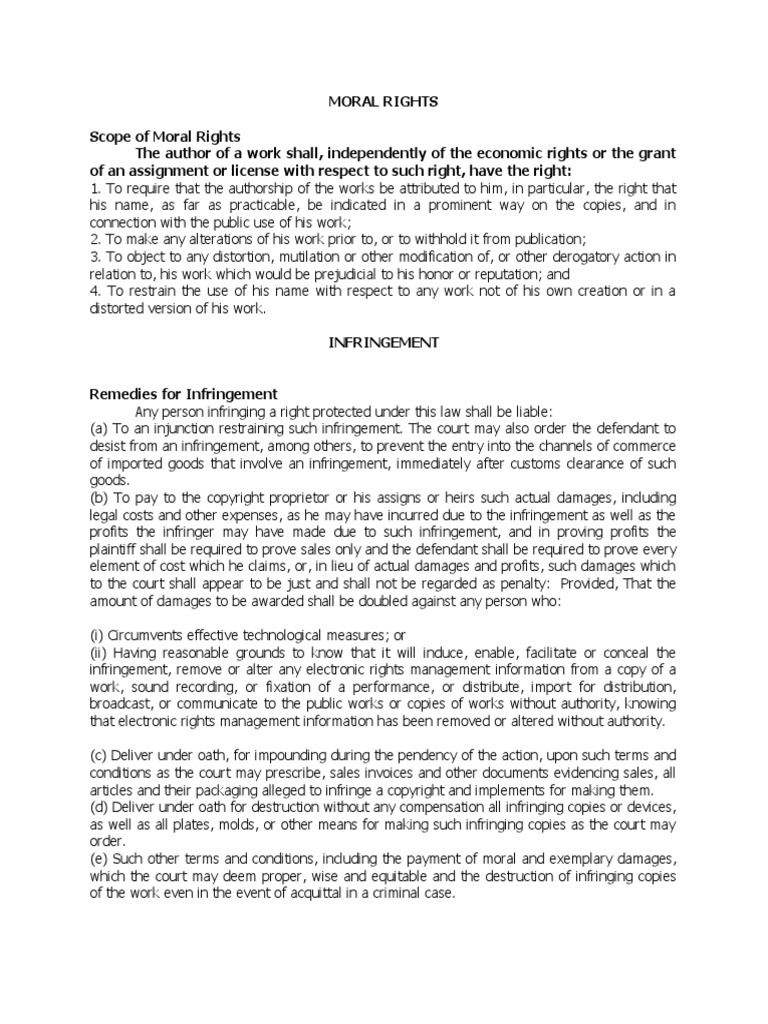 Moral Rights | PDF | Copyright Infringement | Copyright