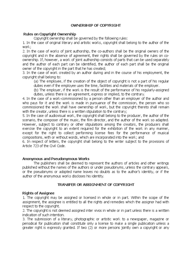 Ownership of Copyright | PDF | Copyright | License