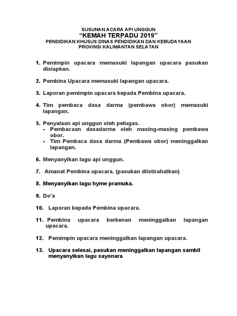 Susunan Acara Api Unggun 2019 | PDF