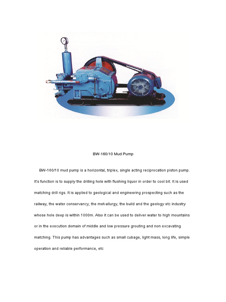 BW-160/10 Mud Pump Specifications | PDF