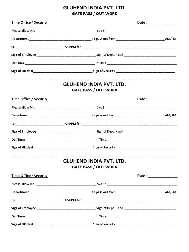 Gate Pass Format | PDF