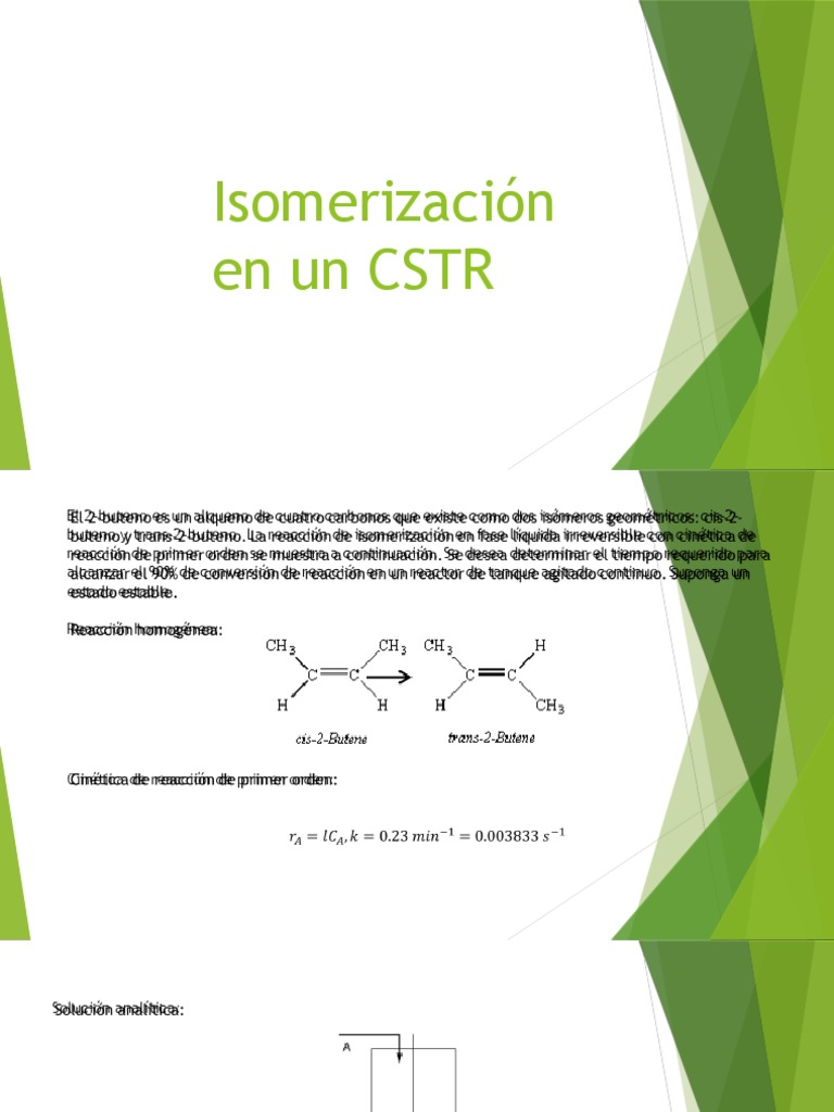 Isomerización en Un CSTR y PFR | PDF | Ciencia y matemáticas