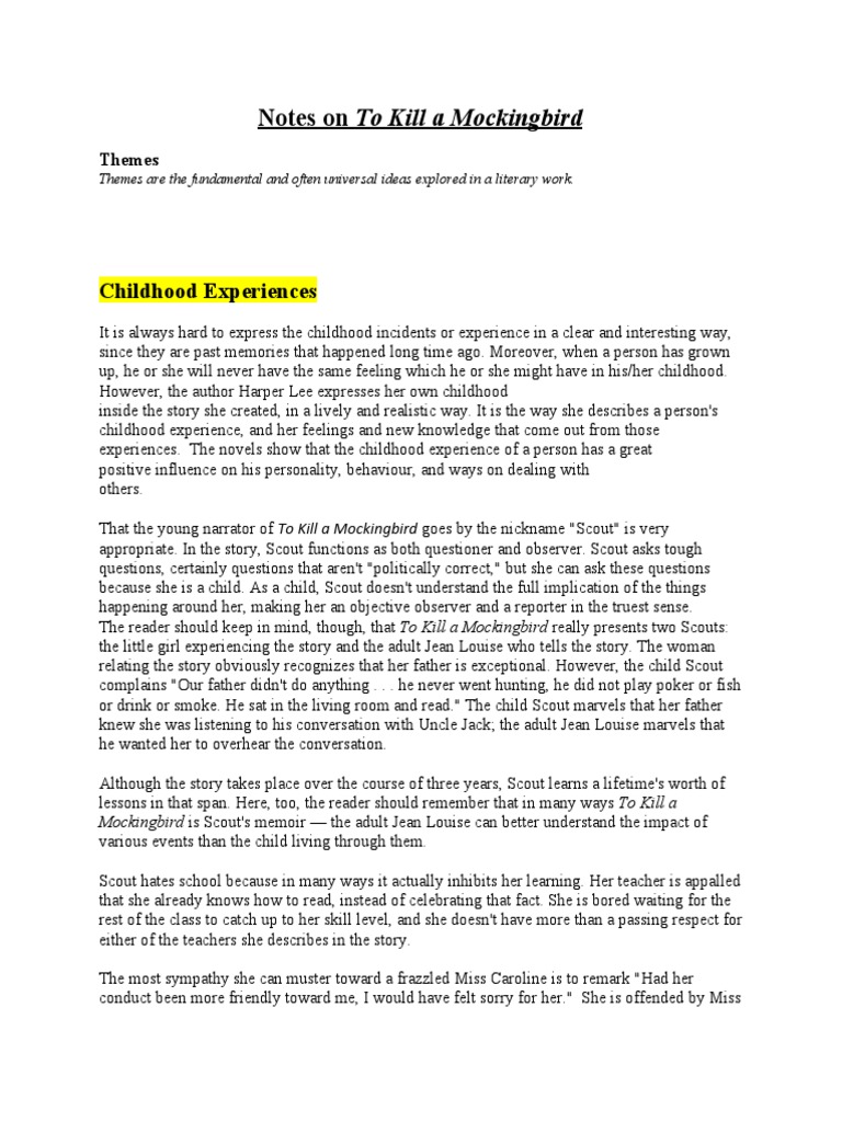 TKAM - Themes Analysis | PDF | To Kill A Mockingbird