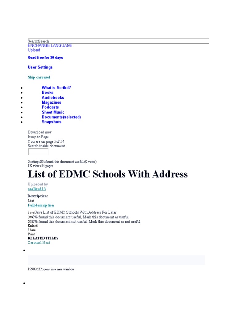 List of EDMC Schools With Address: Enchange Language Upload | PDF ...