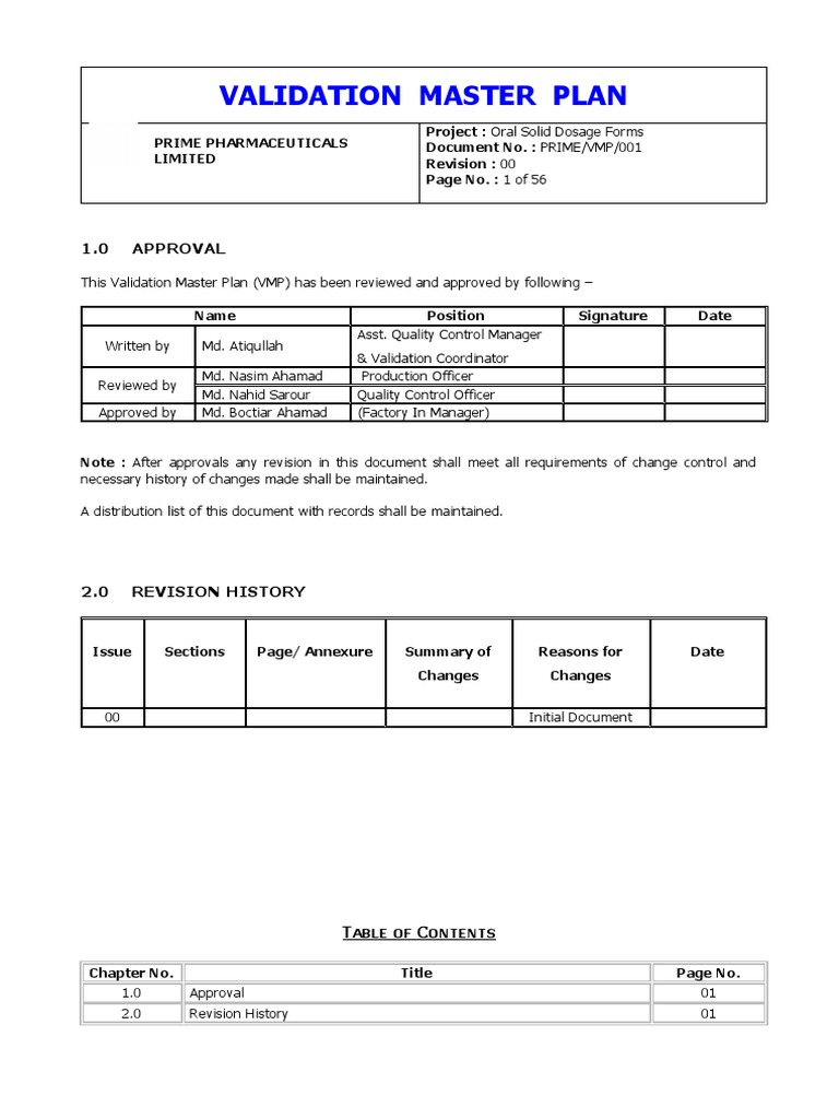 Validation Master Plan | PDF | Verification And Validation | Tablet (Pharmacy)