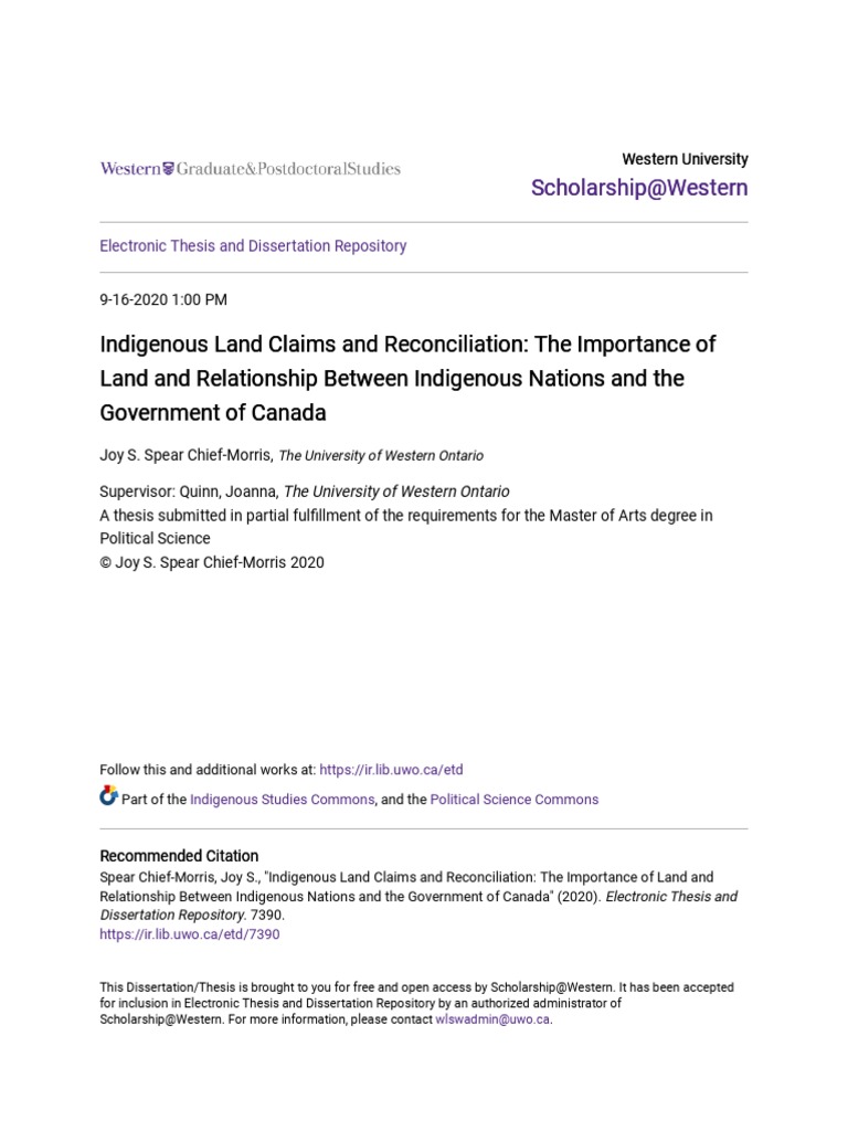Indigenous Land Claims and Reconciliation - The Importance of Land ...