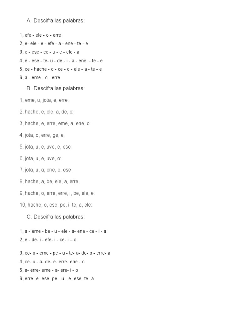 Descifra Las Palabras | PDF