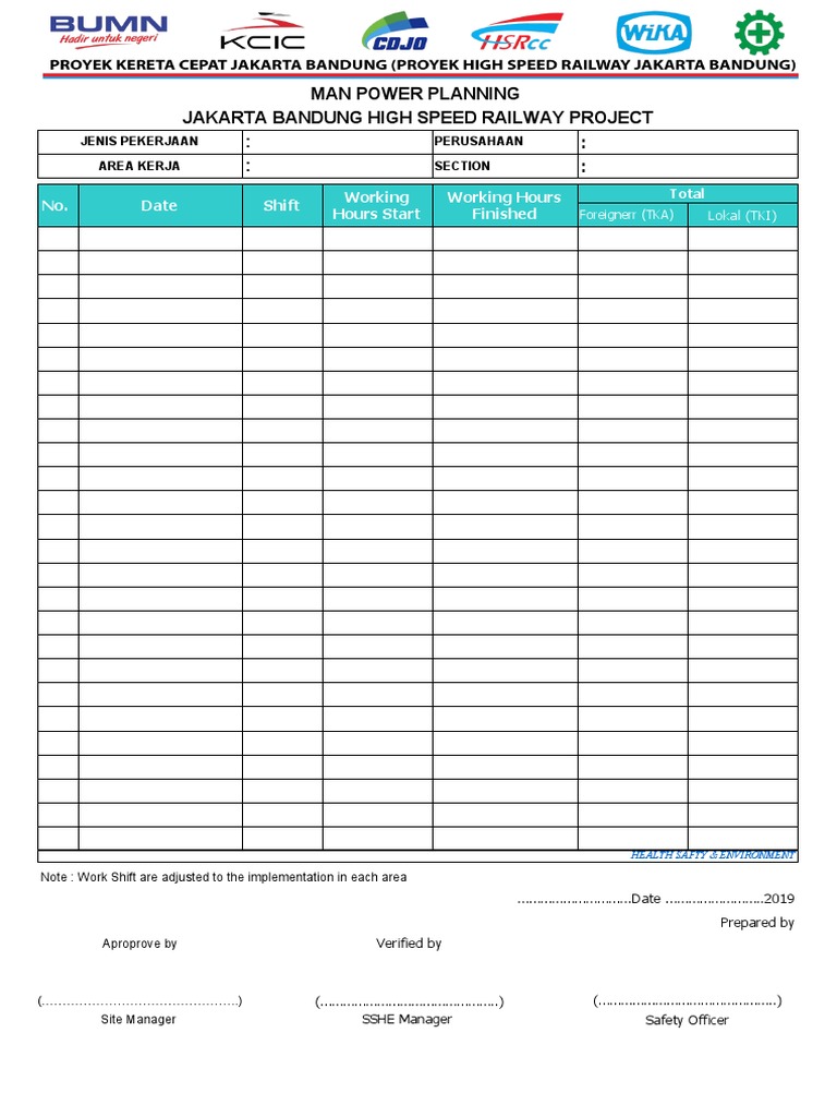 Form Daily Manhours | PDF