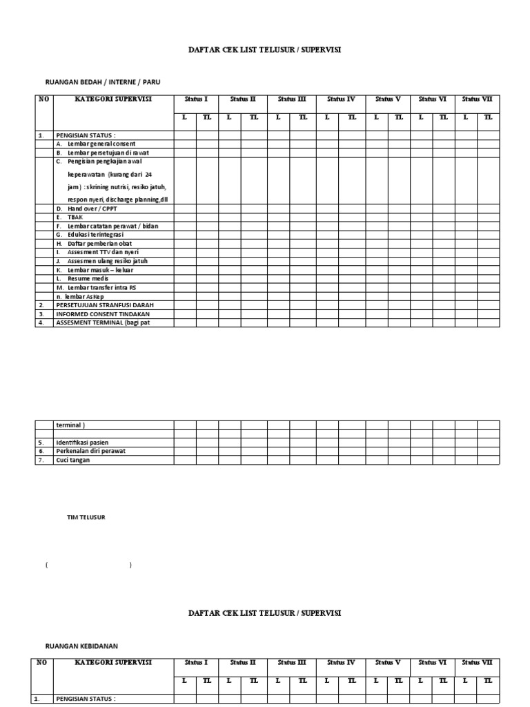 DAFTAR CEK LIST TELUSUR Ruangan | PDF