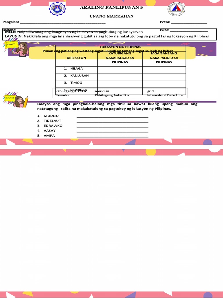 Activity Sheet W1 - DAY1-2 | PDF
