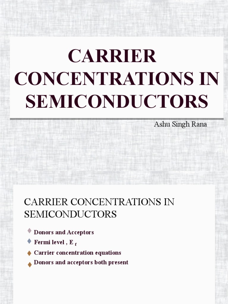 Carrier Concentrations in Semiconductors | PDF | Doping (Semiconductor ...
