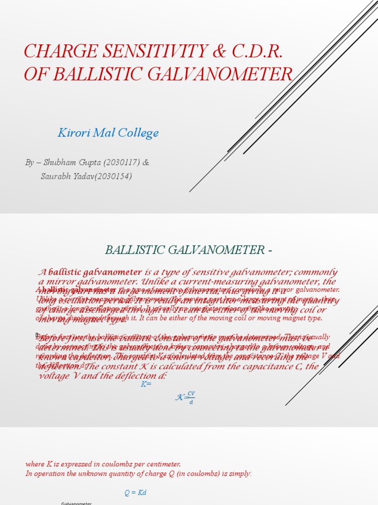 Ballistic Galvanometer S1 | PDF | Capacitance | Capacitor