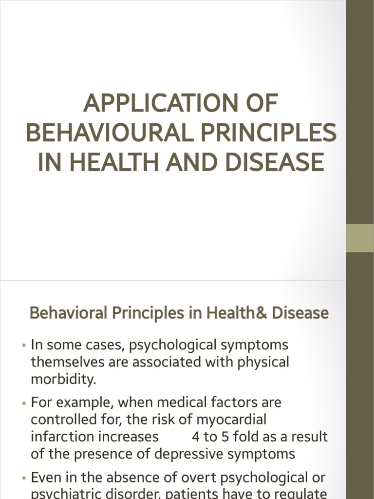 Application of Behavioral Principles in Managing the Health and Daily ...