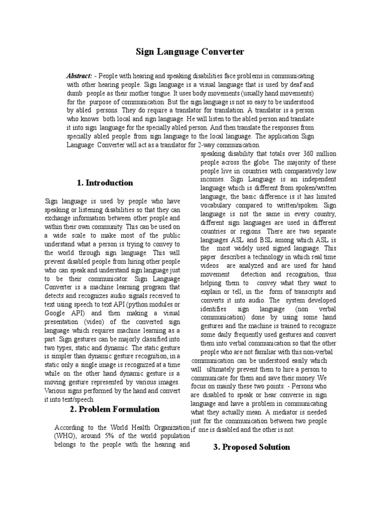 Sign Language Converter Pdf Sign Language Deep Learning 
