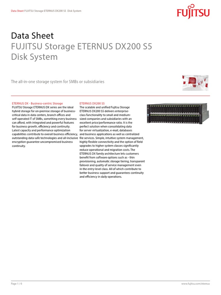 Fujitsu Storage Eternus Dx200 S5 Disk System: Data Sheet | PDF | Hyper ...