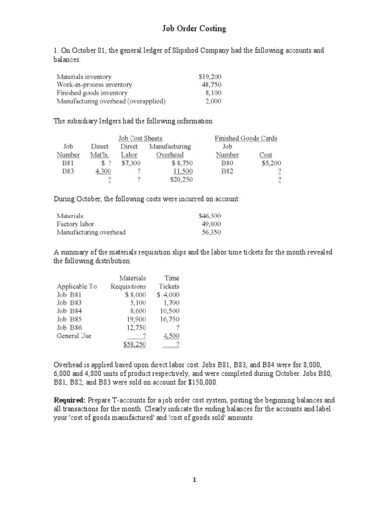 Cost Accounting Problem 1 - Answers | PDF | Cost Of Goods Sold | Inventory