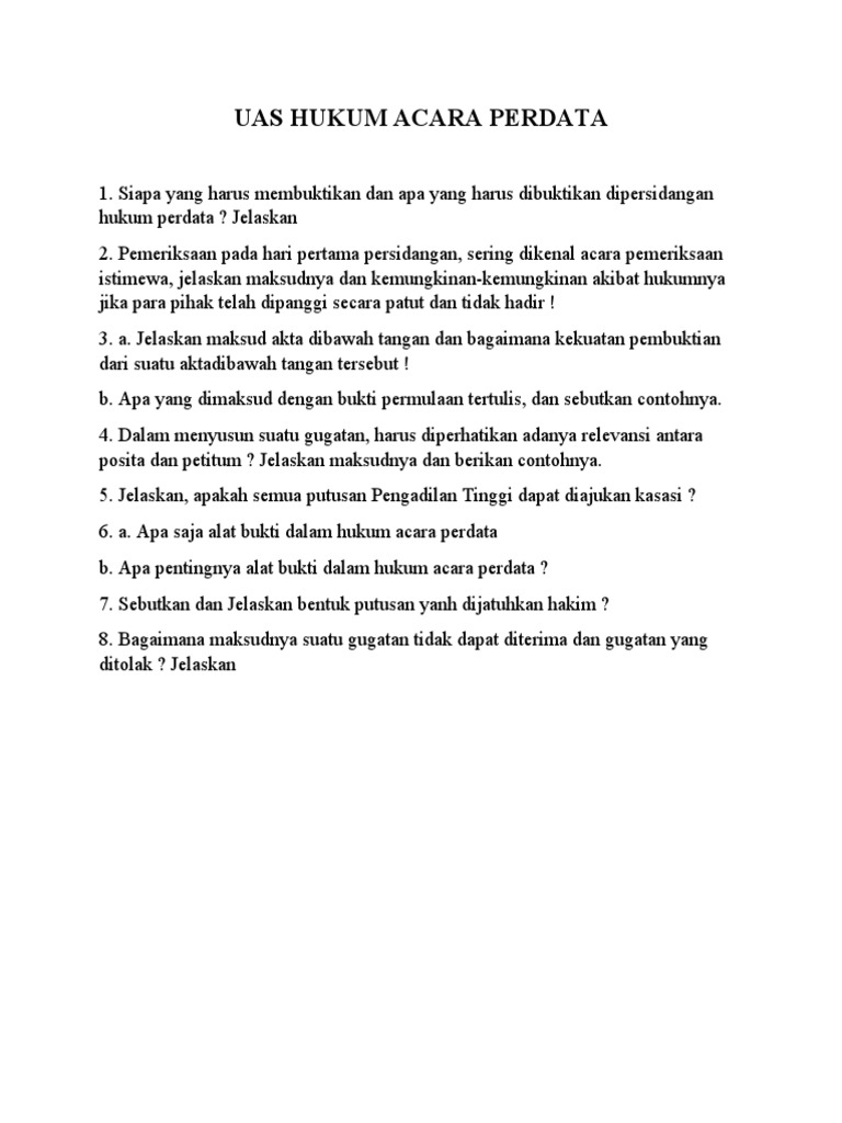 Uas Hukum Acara Perdata | PDF