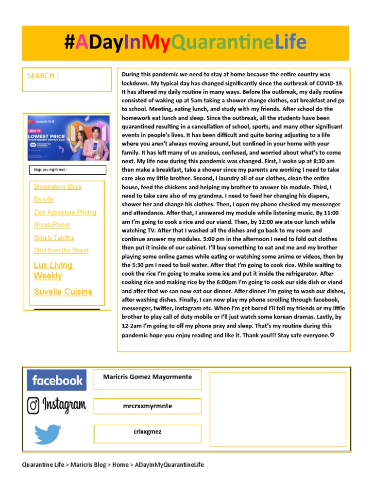Quarantine Life (Maricris) | PDF | Food And Drink | Cuisine
