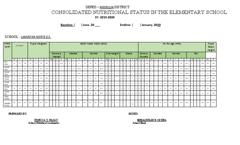 Consolidated Nutritional Status Report | PDF | Body Mass Index ...