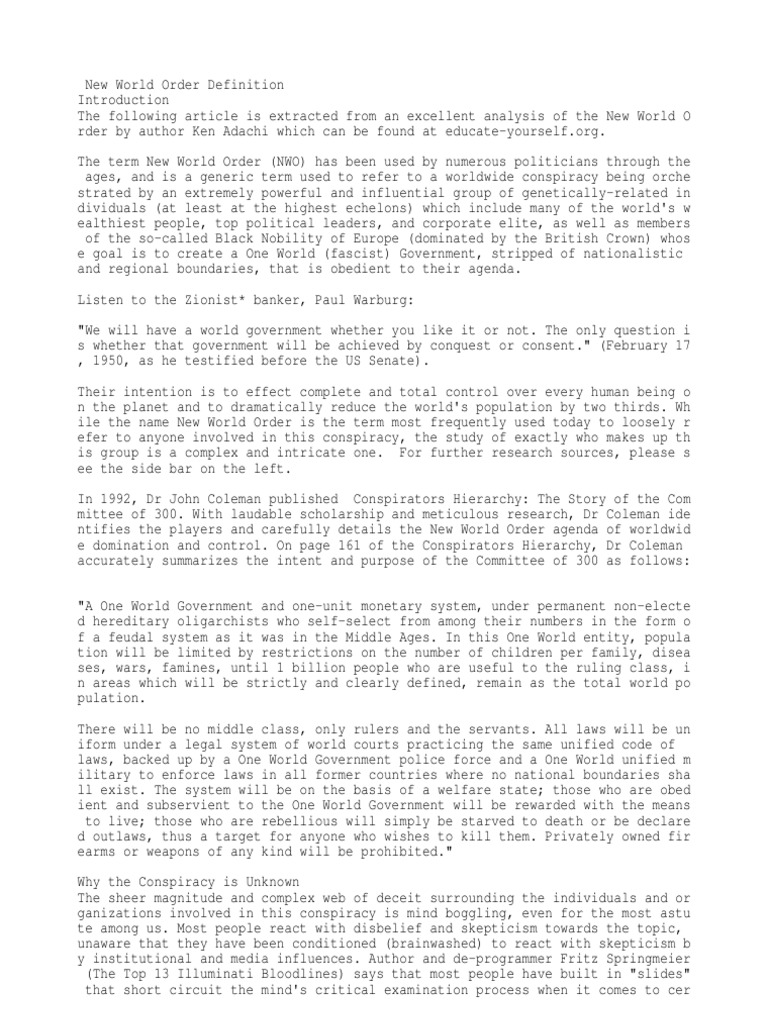 New World Order Definition Explained | PDF | New World Order ...