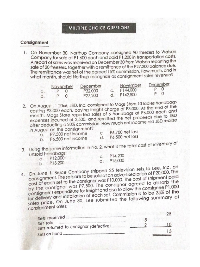 Consignment Problems | PDF
