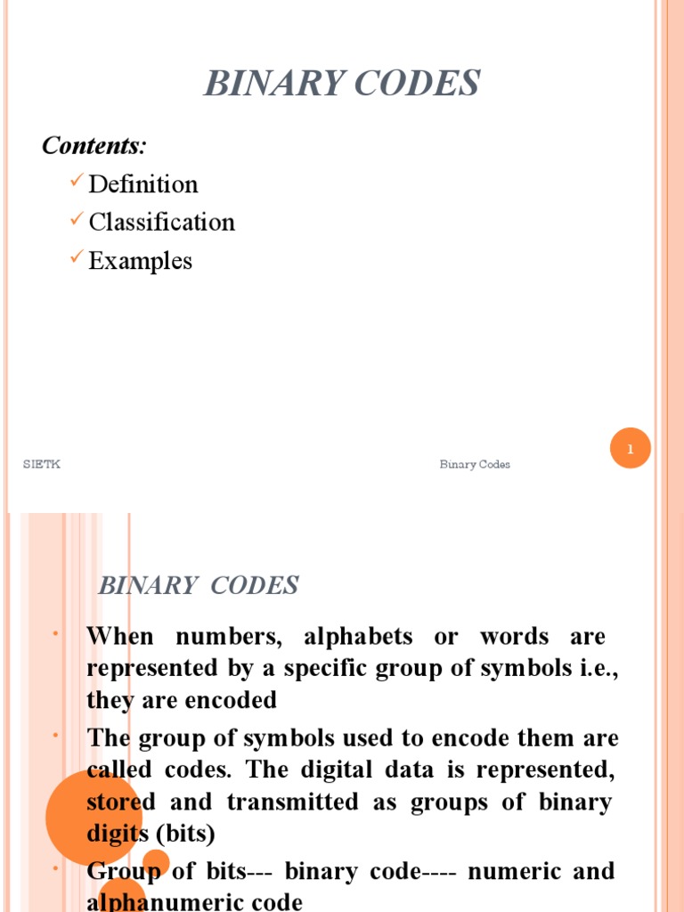 Binary Codes: Contents | PDF | Binary Coded Decimal | Code