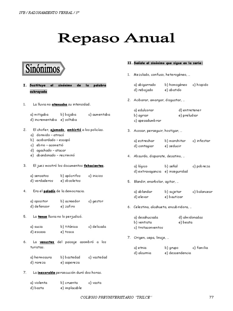 IV Bim - R.V. - 3er. Año - Guía 8 - Repaso Anual | PDF | Science | Ciencia y Tecnología