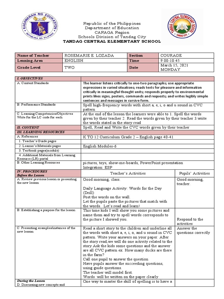 Cot - DLP - English 2 by Teacher Rosemarie E. Lozada | PDF | Question | Teachers