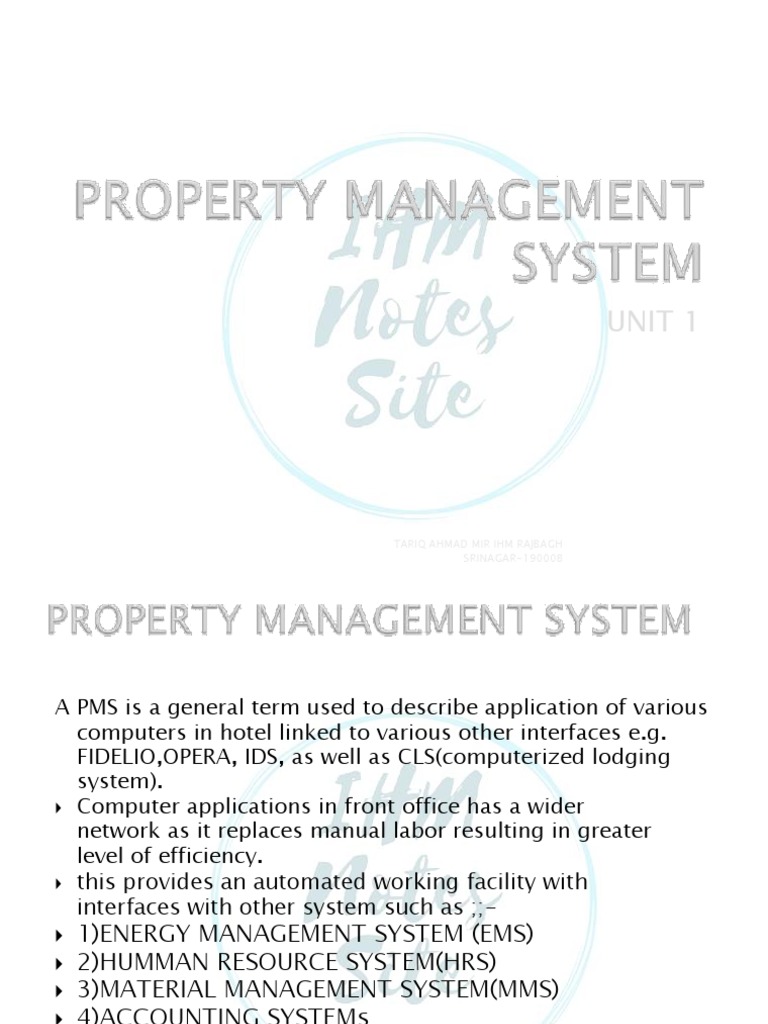 Property Management System (Ihm Notes) | PDF | Point Of Sale | Travel ...