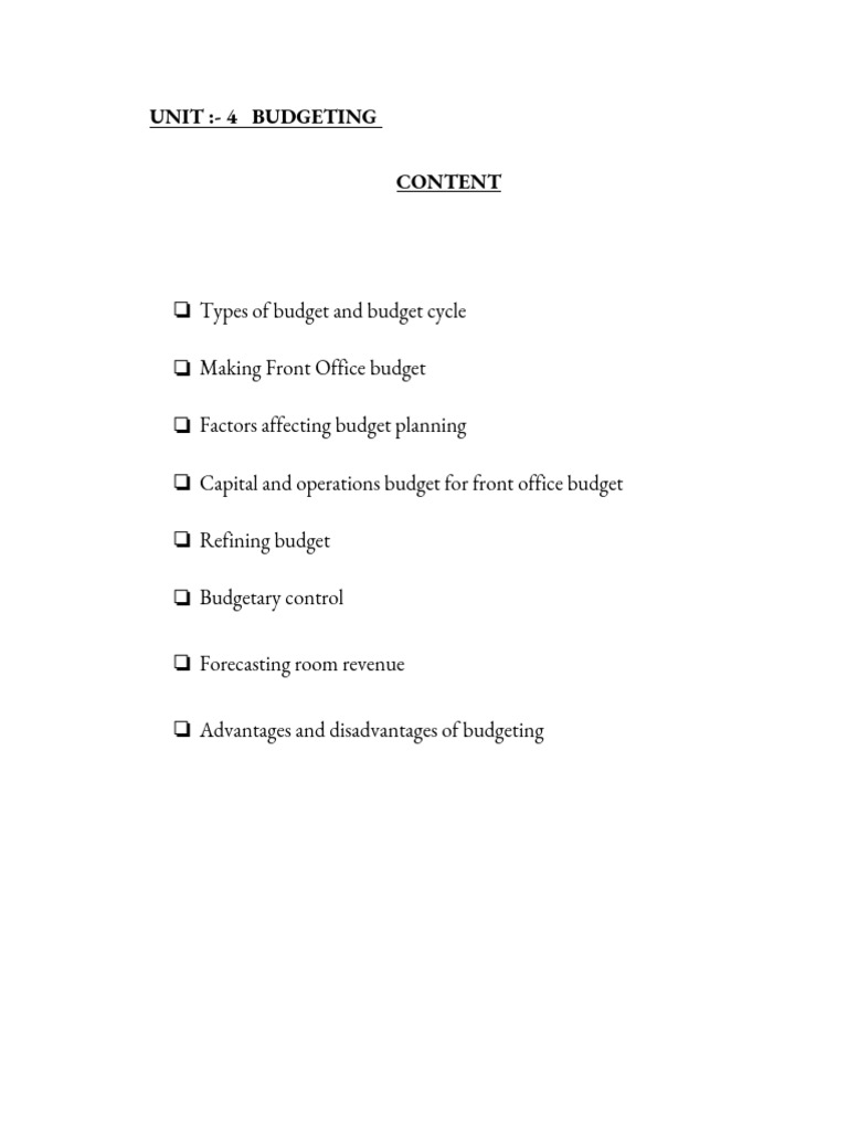 Unit 4 Budget Pdf Capital Budgeting Budget